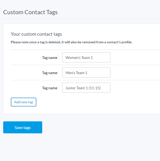 Creating & Removing Custom Tags – ClubSpark