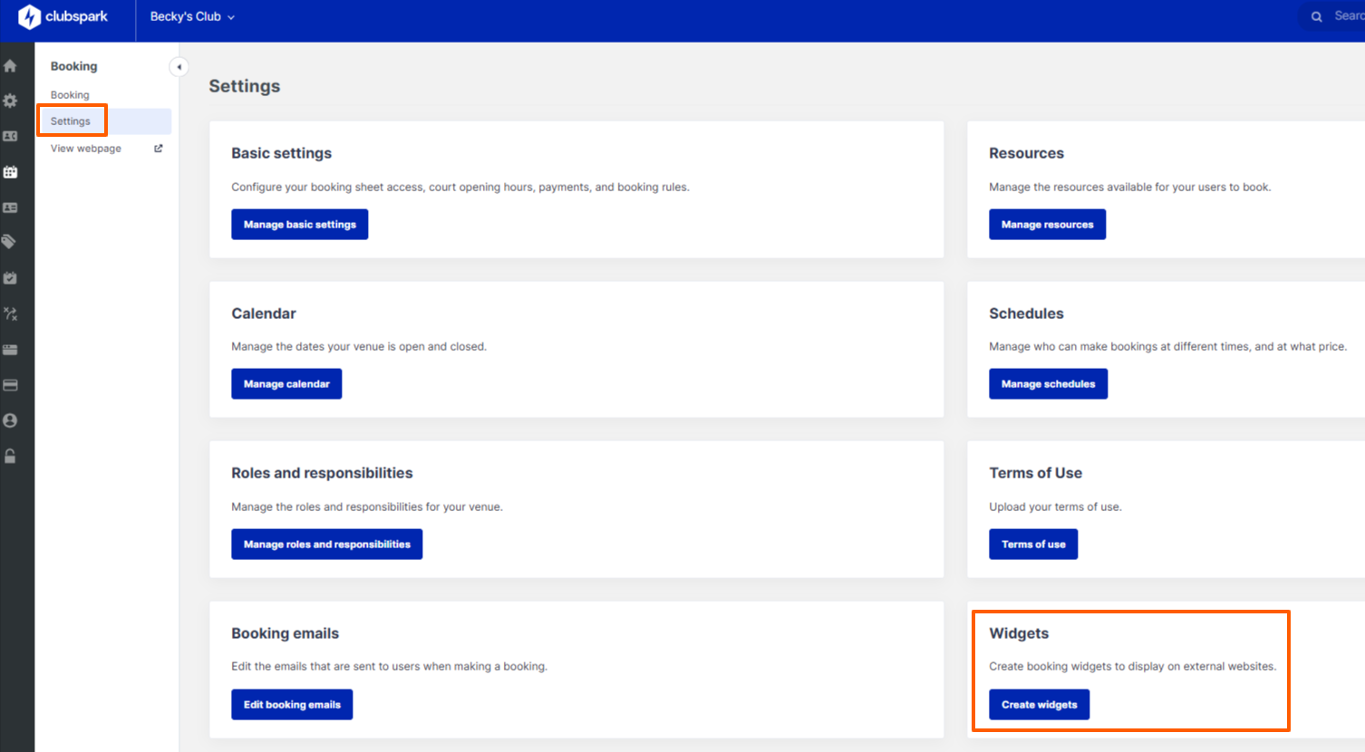 Create a Booking Widget for Independent/External Website – ClubSpark